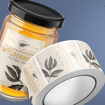 China Customized Brand Honey Glass Jar Labels Sticker Logo Waterproof Honey Packaging Label Roll Manufacturing for sale
