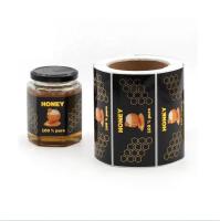 China Customized Brand Honey Glass Jar Labels Sticker Logo Waterproof Honey Packaging Label Roll Manufacturing for sale