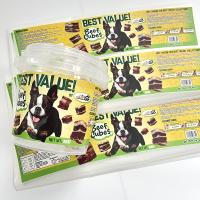 China Custom Printing PP Pet Dog Food Logo Adhesive Sticker Waterproof Food Jar Labels Sticker for Buckle 2024 for sale