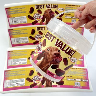 China Custom Printing Synthetic Waterproof  Vinyl  Labels Dog Sausage Food Adhesive Packaging Label Sticker 2024 for sale