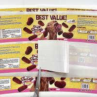 China Custom Printing Synthetic Waterproof  Vinyl  Labels Dog Sausage Food Adhesive Packaging Label Sticker 2024 for sale