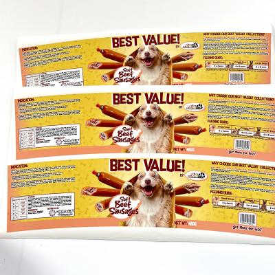 China Custom Printed Waterproof Vinyl Dog Food Label Sticker for Craft Candle Minimum Order 500pcs Adhesive Packaging for Beef Sausage for sale