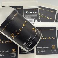China Custom Printed Black Gold Foil Embossed Liquor Logo Label Sticker Texture Paper Wine Whisky Labels Sticker 2024r for sale