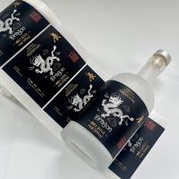 China Custom Size Black Textured Wine Private Adhesive Labels Sticker Logo Glass Bottle Vodka Liquor Packing Label Sticker for sale