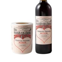 China Customized Red Metal Foil Embossing Logo Wine Label Printed Fancy Paper Adhesive Liquor Whisky Sticker Packaging Labels for sale