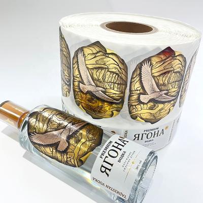 China Customized Laser Die-cutting 3D Sticker Luxury Metallic Copper Embossing Label Printing for sale