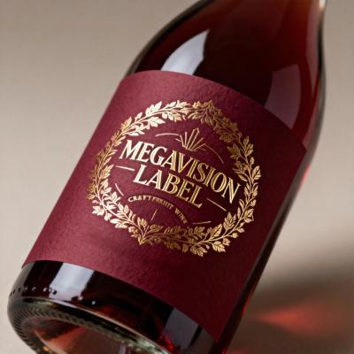 China Custom Printing Uv Spot Gold Foil Embossed Premium Texture Paper Red Wine Bottle Labels Embossment Labels for Glass Bottle for sale