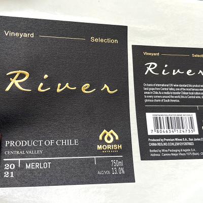 China High Quality Brand Logo Black Matt Cardboard Sticker Luxury Adhesive Gold Foil Stamping Label Printing for sale