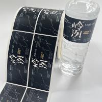 China Customized Texture Paper Black Liquor Sticker Label Roll Adhesive UV Embossed Logo for Vodka Wine 2024 Vinyl Material for sale
