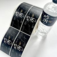 China Customized Texture Paper Black Liquor Sticker Label Roll Adhesive UV Embossed Logo for Vodka Wine 2024 Vinyl Material for sale