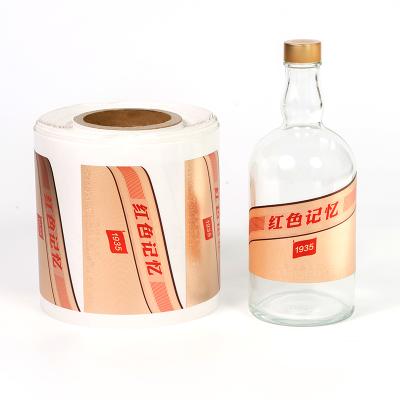 China Self Adhesive Waterproof Cheap Price Aluminum Gold Foil Wine Bottles Label Custom Printing Clear Sticker Logo for sale