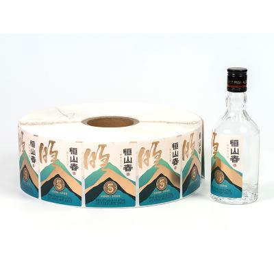 China Self Adhesive Wine Bottle White Vinyl Sticker Logo Gold Foil Stamping Textured Board Paper Label  Factory OEM for sale