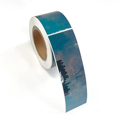 China Customized Waterproof High Gloss White Bopp Stickers Adhesive Pearlized Film Drink Packing Labels Packed on Roll for sale