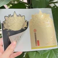 China Custom Printing Die Cut Aluminum Foil Embossed Sticker Logo Gold Stamping Metallic Raised Label Designed for Wine Bottle for sale