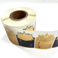 China Custom Printing Die Cut Aluminum Foil Embossed Sticker Logo Gold Stamping Metallic Raised Label Designed for Wine Bottle for sale