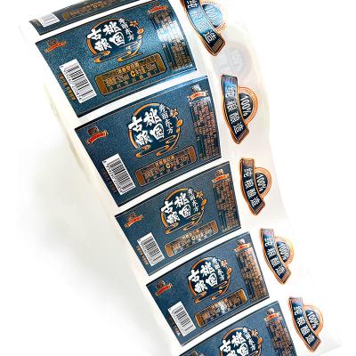 China Luxury Low MOQ Self Adhesive Rectangle Texture Paper Embossing Bottle Sticker Oem Logo Labels Printing Clear for sale