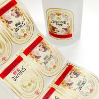 China Customized Personalized Food Drink White VInyl Label Gold Stamping Embossing Rectangle Roll Stickers for Business for sale