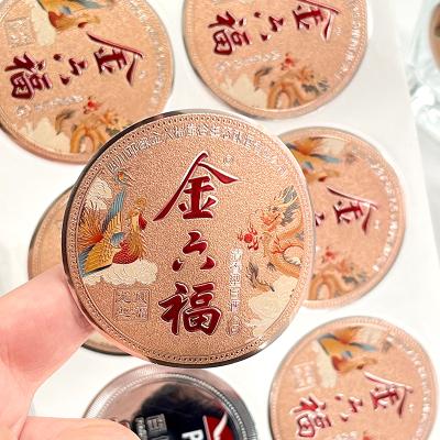 China Custom Luxury Gold Stamping Adhesive Gold Printing Wine Bottle Label Embossed Aluminum Foil Sticker Manufacturer for sale