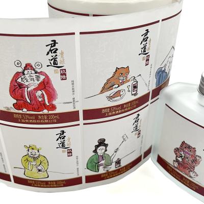 China Waterproof Synthetic Paper PVC Reel Label Wine Bottle Labels Self Adhesive Special-Shaped Cartoon Sticker Decal Custom for sale
