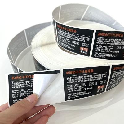 China Custom Printed Clear PVC Logo Red Wine Label Permanent Self Adhesive Vinyl Paper Sticker for sale