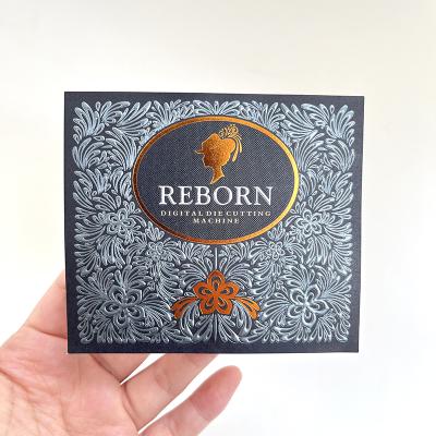 China Strong Adhesive  Embossed Gold Silver Stamping Label Texture Paper Stickers Best Selling for sale