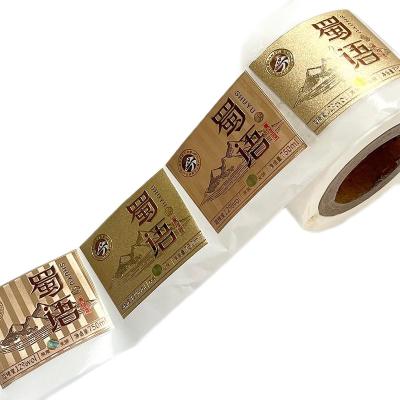 China Original Factory Custom Embossed Logo Design Metal Gold Stamping 750ml Wine Bottle Label Sticker 3d 2025 for sale