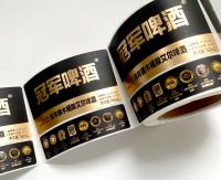China High End Personalized Beer Bottle Labels Sticker Printing Texture Paper Gold Foil Logo Wine Black  Label Sticker for sale