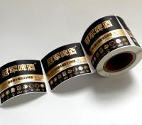 China High End Personalized Beer Bottle Labels Sticker Printing Texture Paper Gold Foil Logo Wine Black  Label Sticker for sale