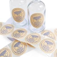 China Customized Texture Adhesive Sticker Round Label Roll for Food Packaging for Essential Oils and Glass Bottles for sale