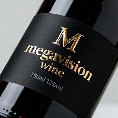 China Premium Custom Wine Label Gold Stamping Packaging Labels Luxury Embossed Logo Stickers Spirit Label for Whiskey Bottle Labels for sale