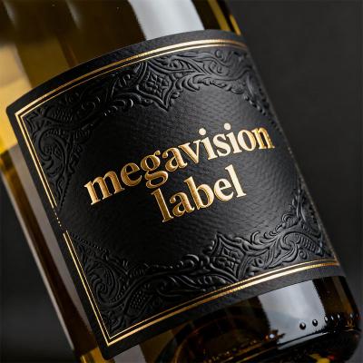 China Luxury Texture Paper Multi Layer Embossed Liquor Wine Bottle Labels Your Logo Gold Stamping Embossed Sticker Label Printing for sale