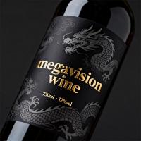 China Luxury 3D Spot UV Gold Embossed Wine Bottle Labels Customized Design Screen Printing Label Roll for Whisky Wine Drinks Bottles for sale