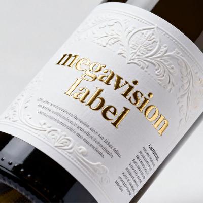 China Custom Gold Stamping Foil Art White Packaging Labels Red Wine Luxury Visual Crafted Premium Labels Hot Stamping Bottle Stickers for sale