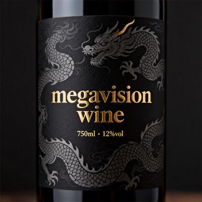 China Luxury Sparkling Wine Foil Labels Gold Stamping Packing Label Glossy Lamination 3D Gold Embossing for Champagne Wine Label for sale