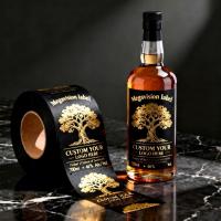 China Custom Printing Luxury Waterproof Biodegradable Stickers Whisky Liquor Wine Brandy Packaging Bottle Embossed Gold Foil Labels for sale