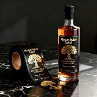 China Custom Printing Luxury Waterproof Biodegradable Stickers Whisky Liquor Wine Brandy Packaging Bottle Embossed Gold Foil Labels for sale