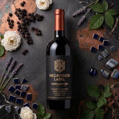 China Custom Printing Uv Spot Gold Foil Embossed Premium Wine Bottle Labels Embossment Labels for Glass Bottle for sale