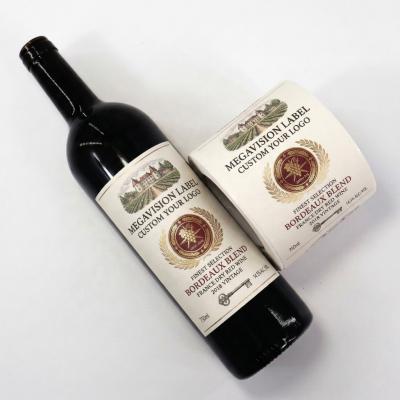 China Personalized Wine Labels Paper Sticker Labels Textured Gold Stamping Wine Liquor Packaging Labels for Glass Bottle for sale