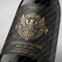 China Customized Texture Paper Classic Wine Liqor Spirit Bottle Labels Hot Stamping Embossing Printing Packaging Labels for sale