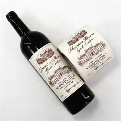 China Customizable Size Color Luxury Self Adhesive Paper Sticker Hot Stamping Embossed Wine Bottle Packaging Labels Private Label for sale