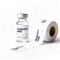 China Custom Waterproof Self-Adhesive Packaging Label Roll Private Logo White PET Labels for Vial Glass Bottles for sale