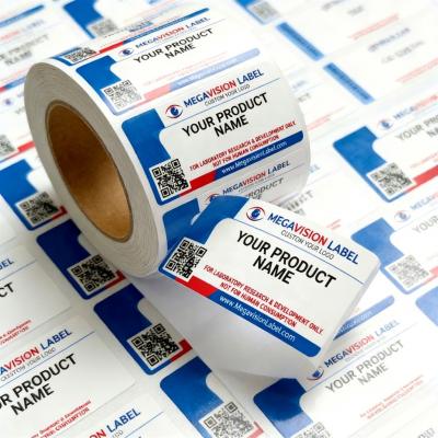 China Custom Sticker Label 10ml Vial Labels Vaccine Health Care Lab White BOPP Material Glossy Medical Industry Product Label for sale