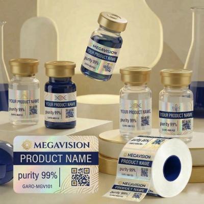China Custom Logo 3ml 5ml 10ml Peptide Vial Labels With Temperature Resistance Strong Adhesive Vinyl for Lab Glassware for sale