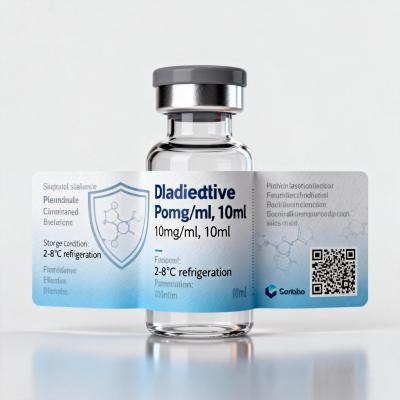 China Custom Spot UV Waterproof 5ml 10ml Vial Peptide Labels Roll Glossy Vinyl Paper Stickers Packaging Label for Vial Glass Bottle for sale