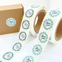 China Small Business Thank You Stickers Printing Logo Round Adhesive Roll Label Gloss Aesthetic Vinyl Sticker Packaging Label for sale