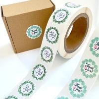 China Small Business Thank You Stickers Printing Logo Round Adhesive Roll Label Gloss Aesthetic Vinyl Sticker Packaging Label for sale