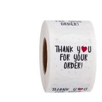 China Wholesale Logo Paper Labels Round Thank You Stickers Seal Sticker Waterproof Cute Large Packaging Label Roll for sale