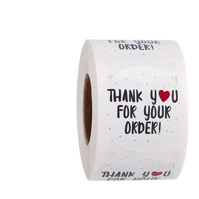 China Wholesale Logo Paper Labels Round Thank You Stickers Seal Sticker Waterproof Cute Large Packaging Label Roll for sale