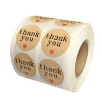 China Wholesale Logo Paper Labels Round Thank You Stickers Seal Sticker Waterproof Cute Large Packaging Label Roll for sale