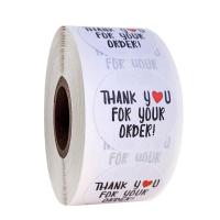 China Wholesale Logo Paper Labels Round Thank You Stickers Seal Sticker Waterproof Cute Large Packaging Label Roll for sale